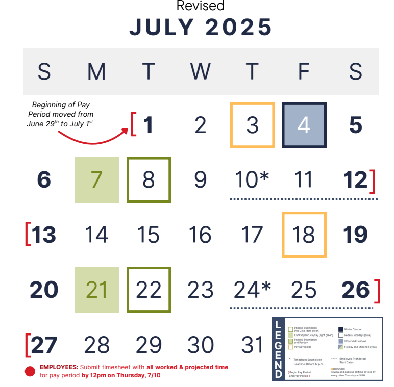2025 Client & Employee Payroll Calendars (Standard Timekeeping Model)